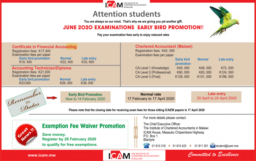 Fees promotion 2020 – Institute of Chartered Accountants in Malawi